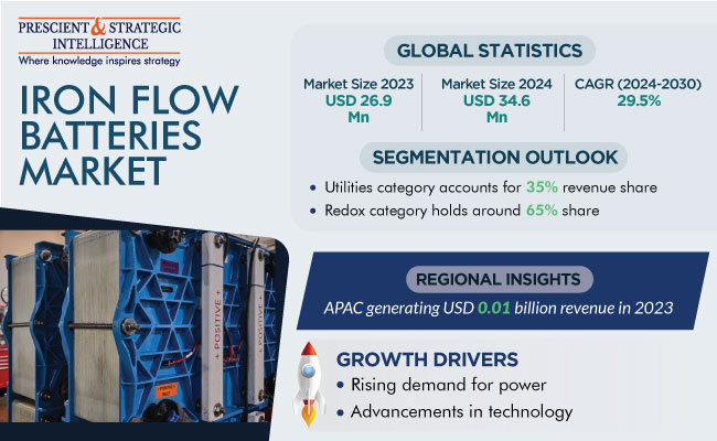 Iron Flow Batteries Market Size & Growth Report, 2024-2030